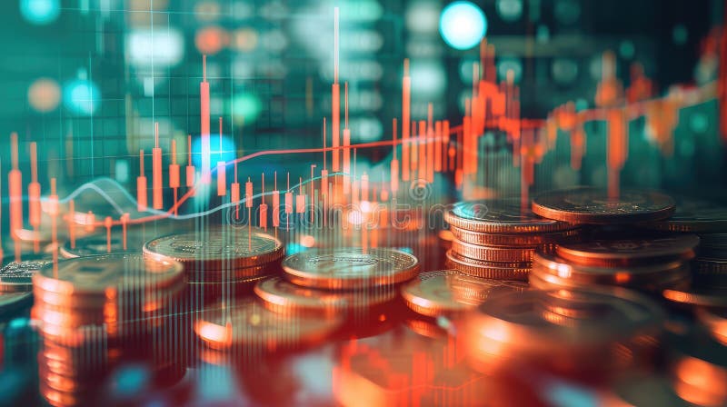 A Graph Representing Financial Trends and Lines of Coins, Visually ...