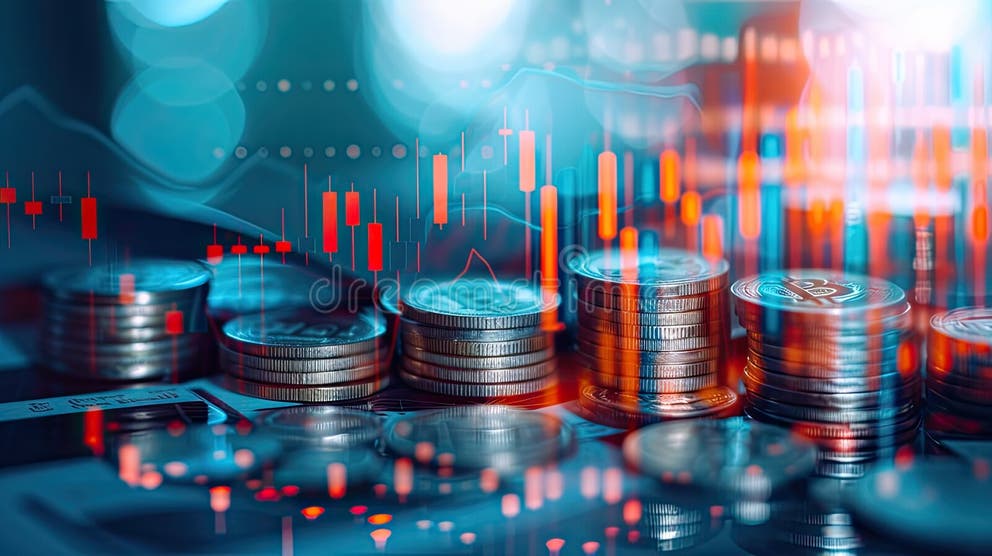 A Graph Representing Financial Trends and Lines of Coins, Visually ...