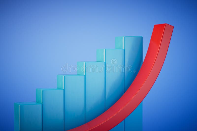 Graph of Revenue Growth. a Graph with a Red Arrow Going Up on a Blue ... Graph of Revenue Growth. a Graph with a Red Arrow Going Up on a Blue ...