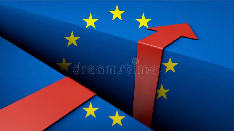 Graph Rises Again after Crash, EU Flag in the Background Stock ...