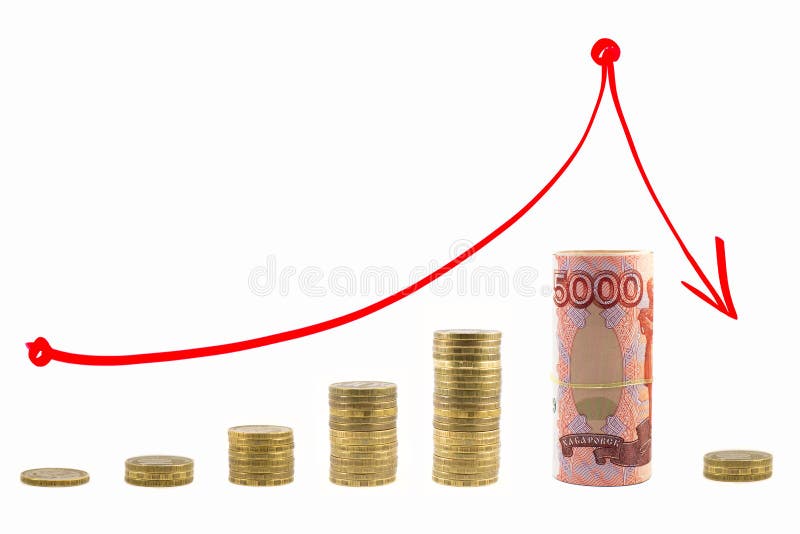Graph Rising and Falling Money. Red Arrow Up and Down Stock Photo ...
