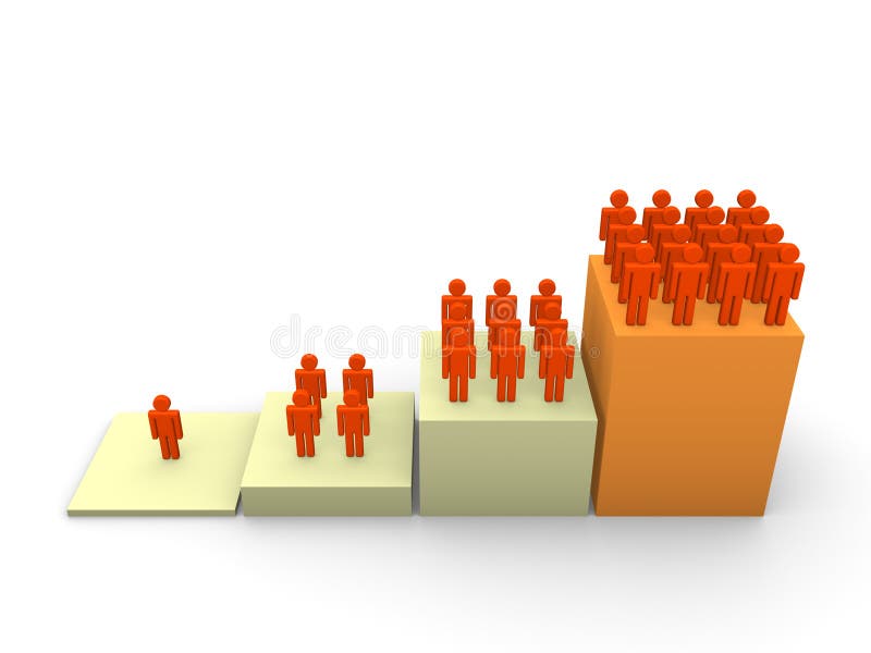 Group Of 3d People With Leader Stock Illustration - Illustration of ...