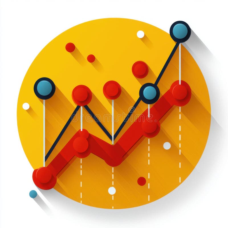 Graph with Rising Trendline on Yellow Background, Showcasing Growth and ...