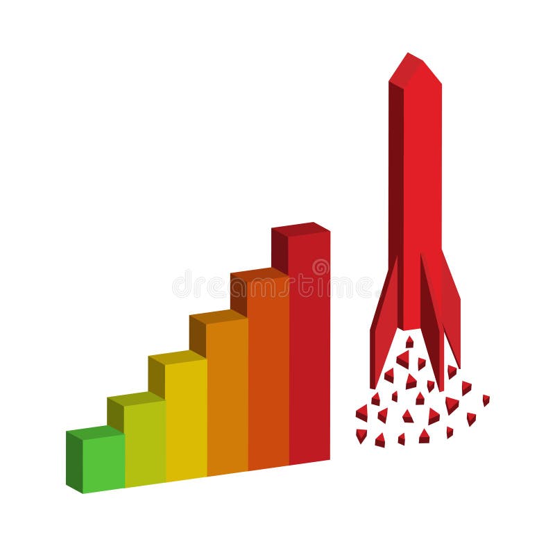 Rocket Launch With Arrow And Success Graph Stock Vector - Illustration ...