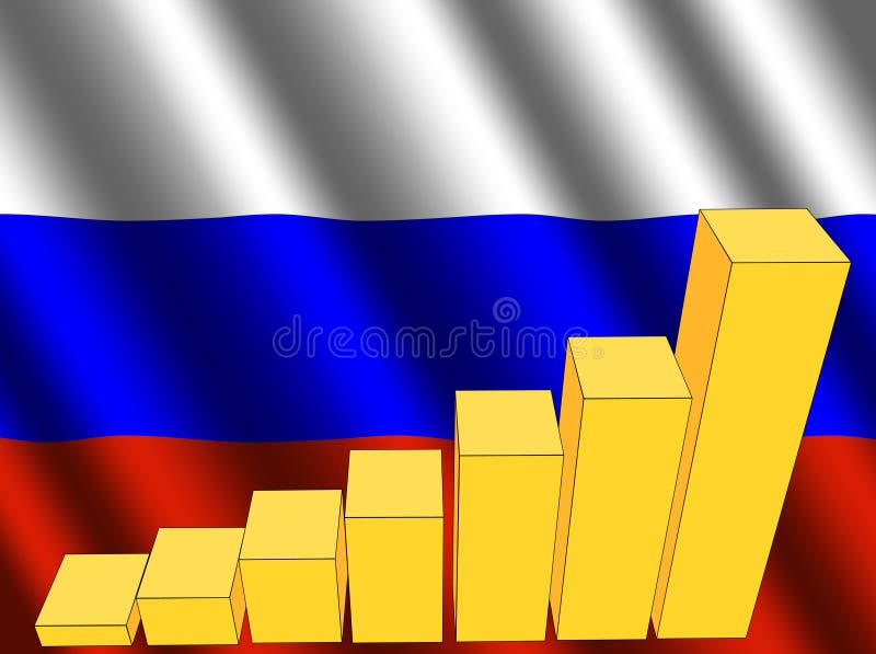 Graph with Russian flag stock illustration. Illustration of commerce ...