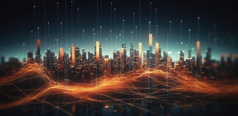 Graph on the Shape of the City Stock Illustration - Illustration of ...