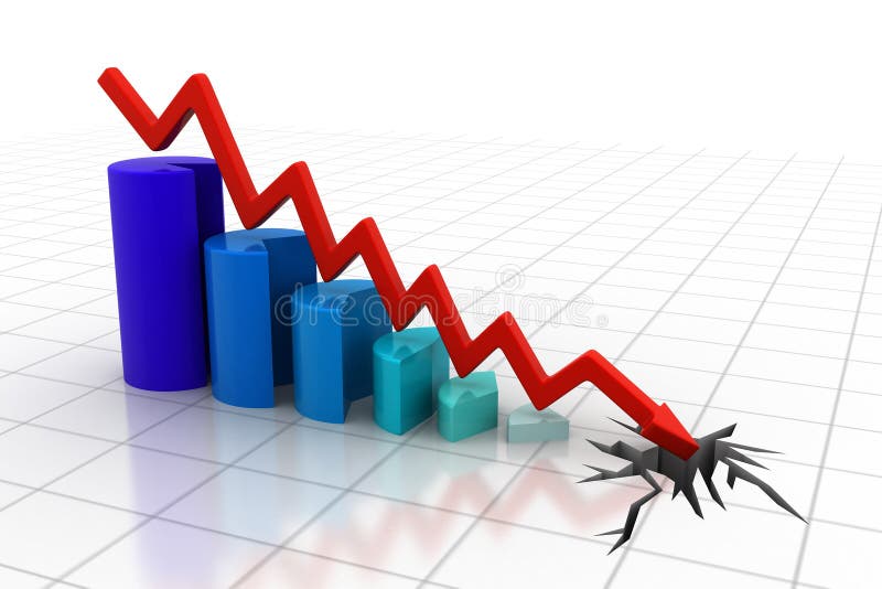 3D Business Decline Graph. Vector Stock Vector - Illustration of ...