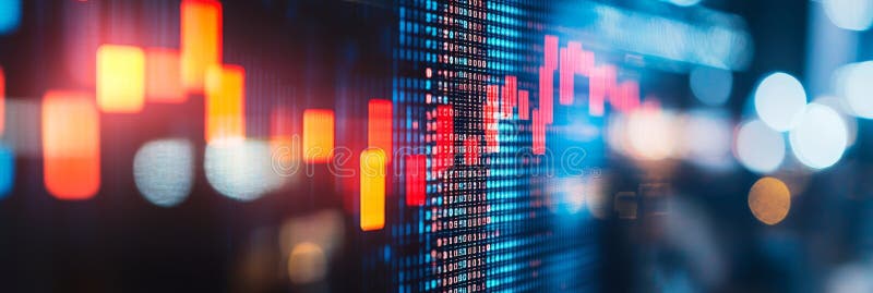 Graph Showing Financial Trends in Red on a Screen. Stock Image - Image ...