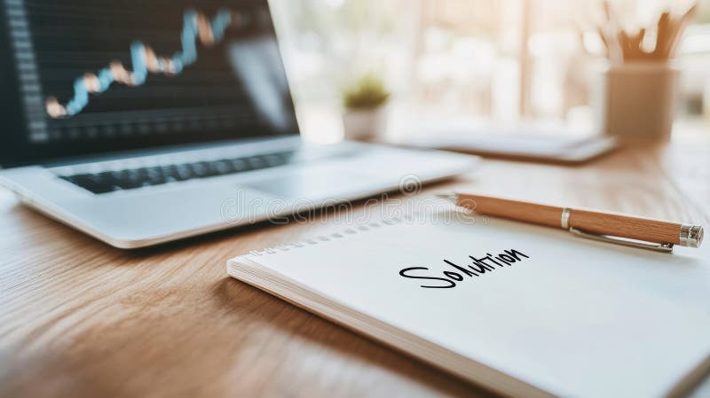 Graph Showing Upward Trend on Laptop Screen with Notepad Labeled ...