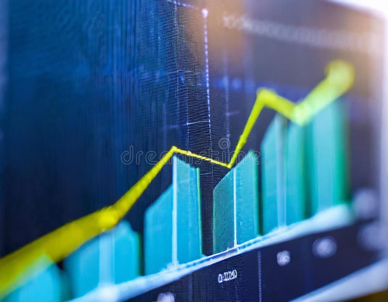 A Graph is Shown on a Screen with an Arrow Pointing Up Stock ...