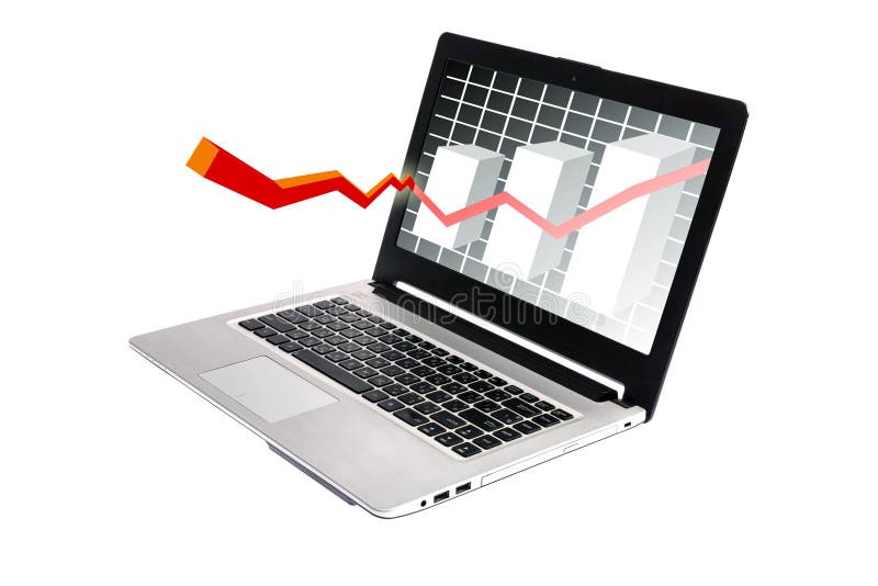 Upward Arrow from Laptop stock vector. Illustration of data - 18658371