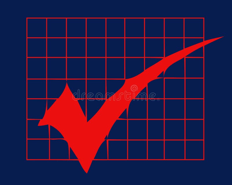 Graph Silhouette with Graph Line and Red Check Mark. Stock Vector ...