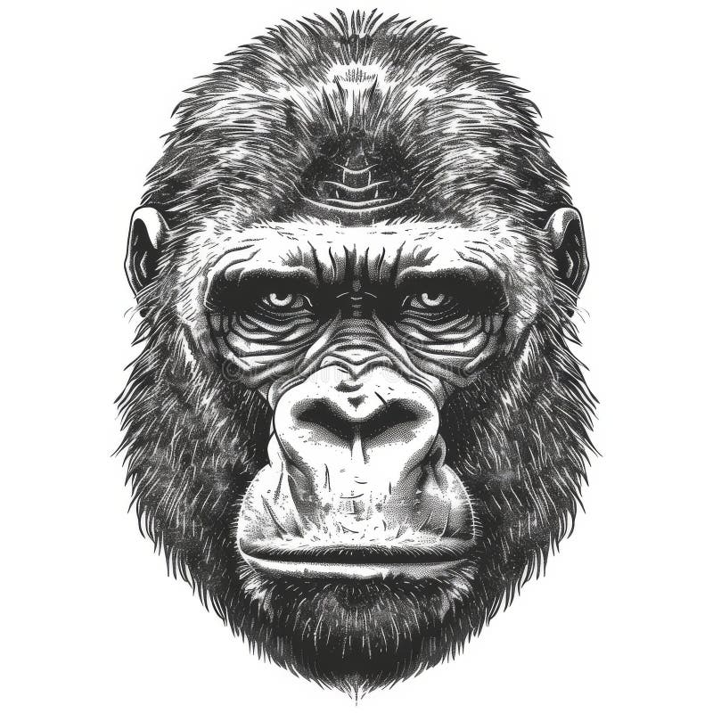 Graph, Sketch Portrait of a Gorilla Monkey on a White Background ...