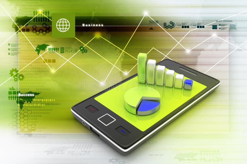 Smart Phone Showing a Growth Graph Stock Illustration - Illustration of ...