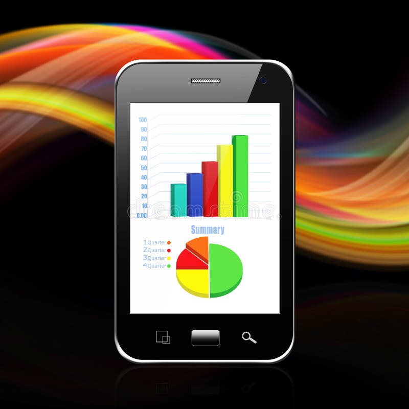 Graph on Smartphone,cell Phone Illustration Stock Illustration ...