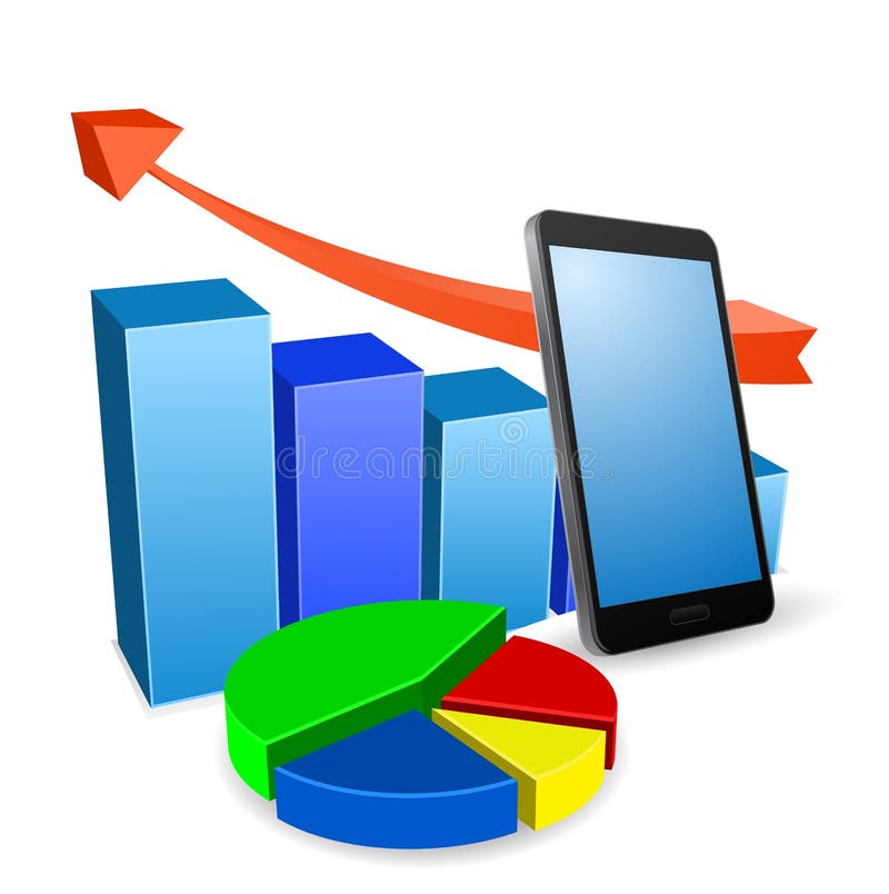 Graph with smartphone stock vector. Illustration of tablet - 200602450