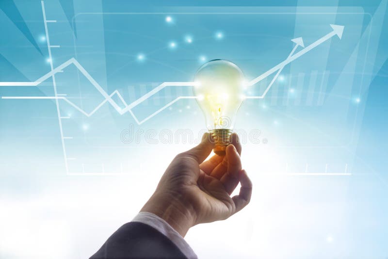 Graph Statistics Higher Past Idea, Light Bulb Symbol Concept Stock ...