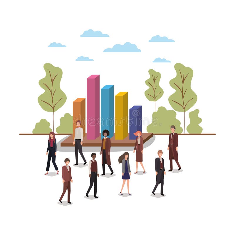 Graph of Statistics with People Around Avatar Character Stock Vector ...