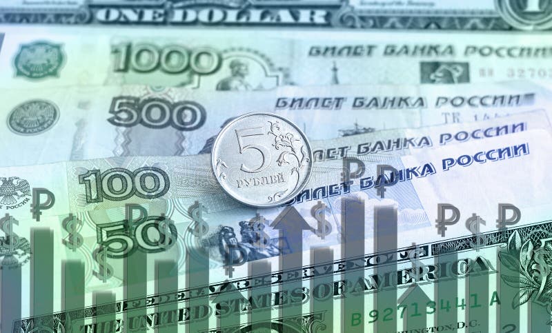 Graph of the Stock Market on the Background of Russian Rubles Stock ...