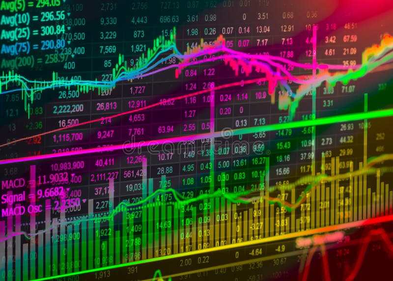 Graph of Stock Market Data and Financial with the View from LED Display ...