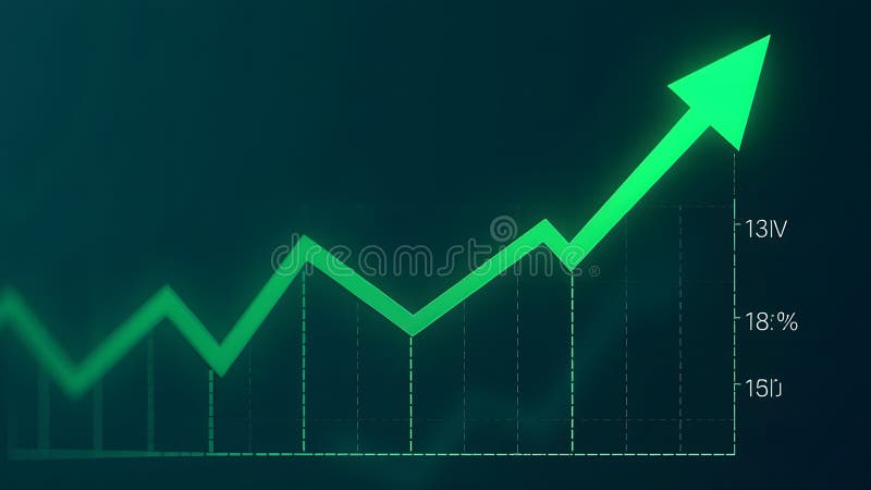 On the Graph, There is a Green Arrow Prominently Pointing Upwards ...