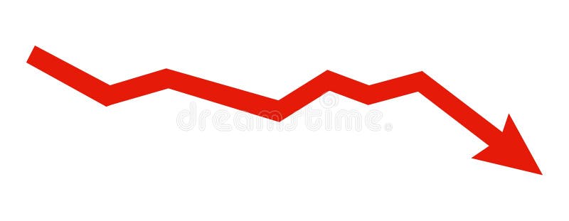 Graph with Trend Line with Arrow Going Down in Flat Style. Vector ...