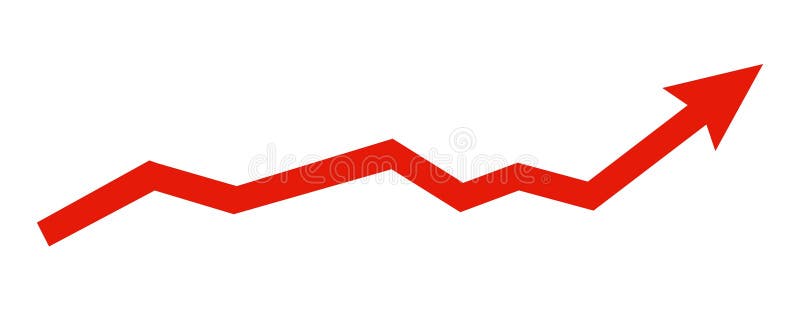 Graph with Trend Line Rising Up in Flat Style. Vector Illustration ...