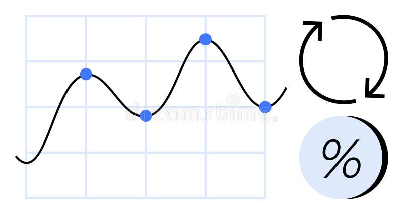 Graph with Trendline, Points, Reload Icon, and Percentage Symbol for ...