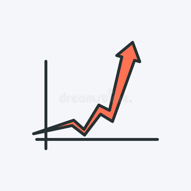 Graph with an Up Arrow Icon. Vector Illustration of a Graph Chart with ...