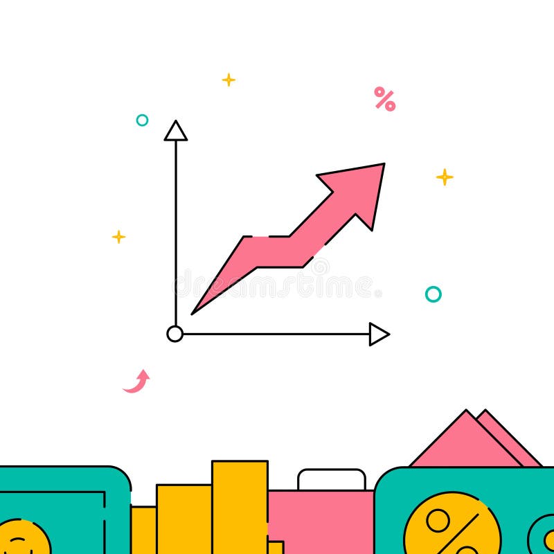 Graph Up Chart Arrow Filled Line Icon, Simple Vector Illustration Stock ...