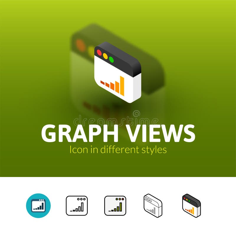 Graph Views Icon in Different Style Stock Vector - Illustration of flat ...