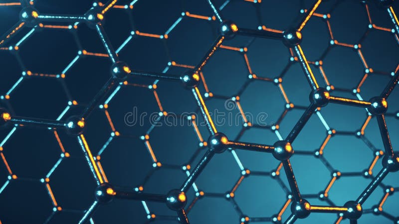 Graphene Atom Nanostructure Loopable Animation. Nanotube in Form of ...