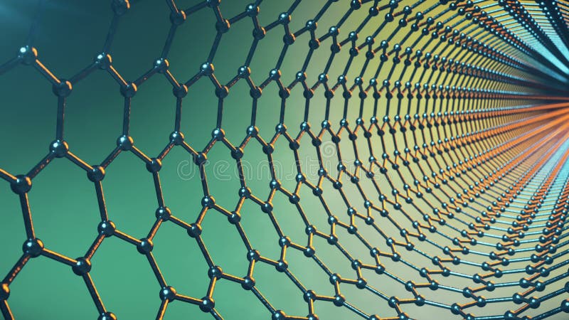 Graphene Atom Nanostructure Loopable Animation. Nanotube in Form of ...