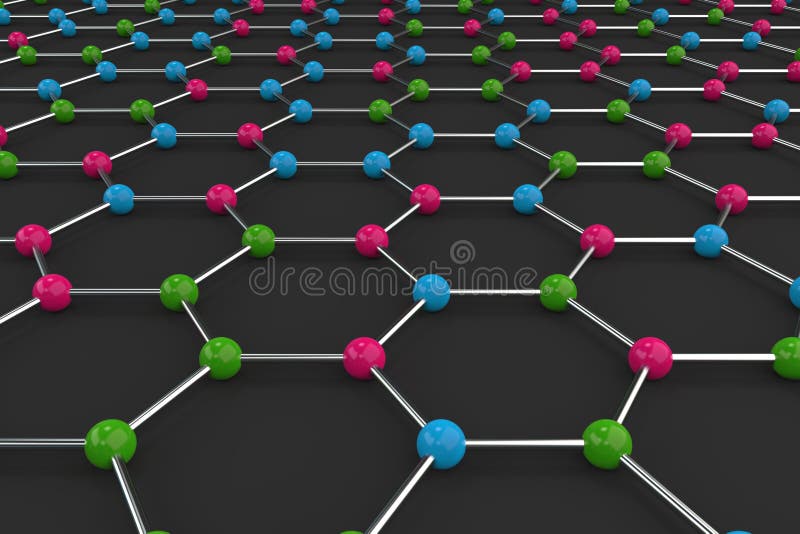 Graphene Atomic Structure on Black Background Stock Illustration ...