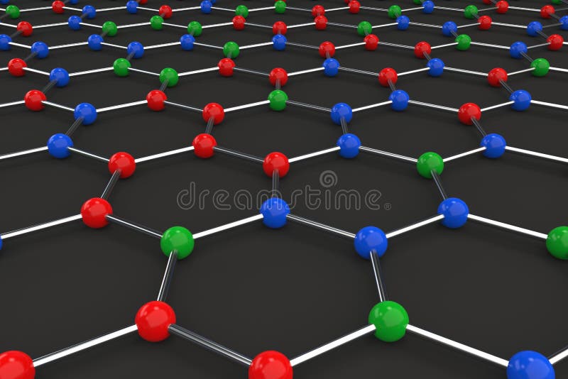 Graphene Atomic Structure On Black Background Stock Illustration