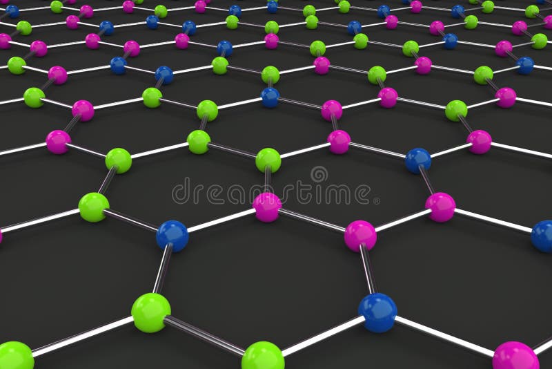 Graphene Atomic Structure on Black Background Stock Illustration ...