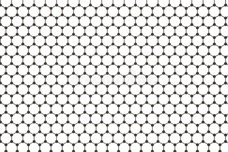 Graphene Concept, Hexagonal Atom Array, 3D Render. 3D Illustration ...