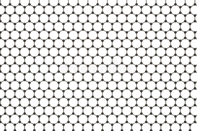 Graphene Concept, Hexagonal Atom Array, 3D Render. 3D Illustration ...