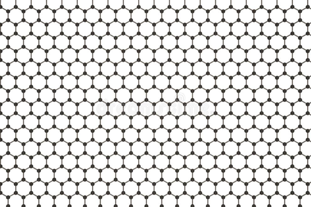 Graphene Concept, Hexagonal Atom Array, 3D Render. 3D Illustration ...