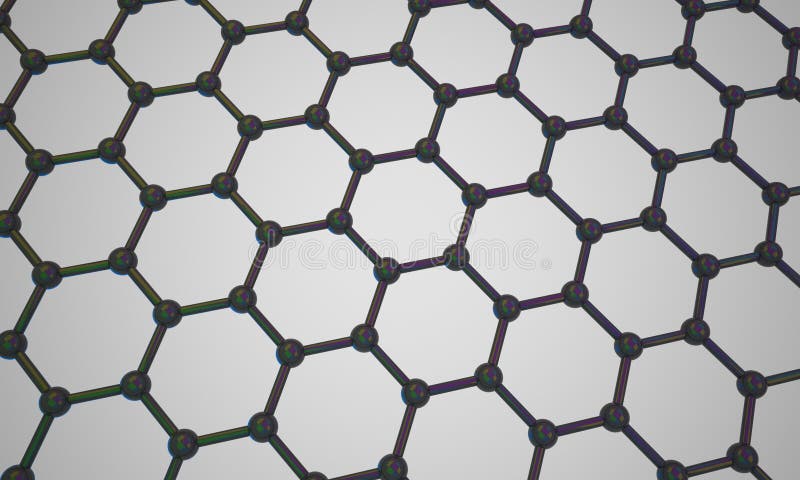Graphene Molecular Grid, Crystal Cell. 3D Rendering Stock Illustration ...