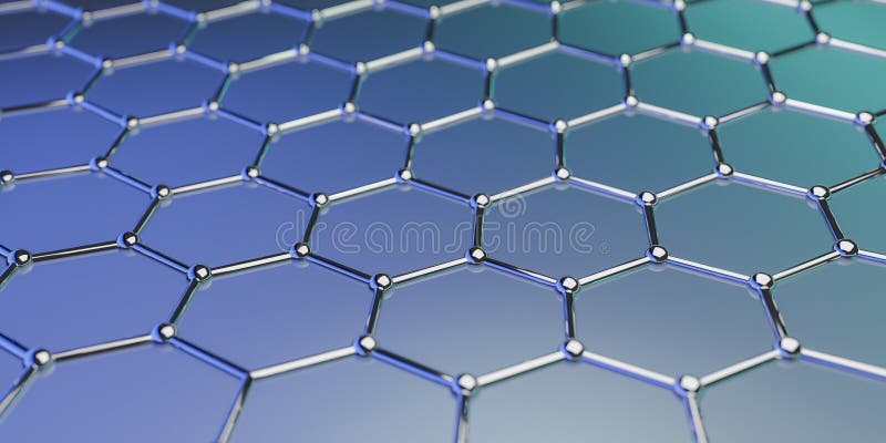 Graphene Molecular Nano Technology Structure on a Blue Background - 3d ...