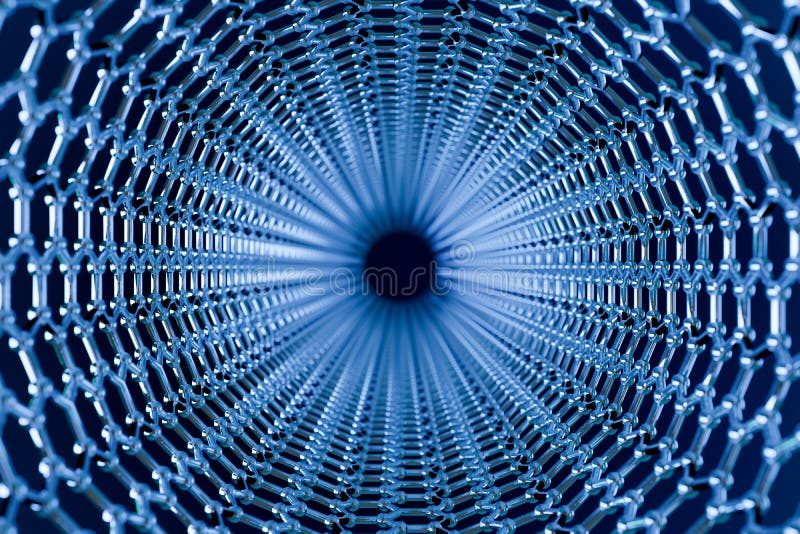 Graphene Molecular Nano Technology Structure on a Blue Background - 3d ...