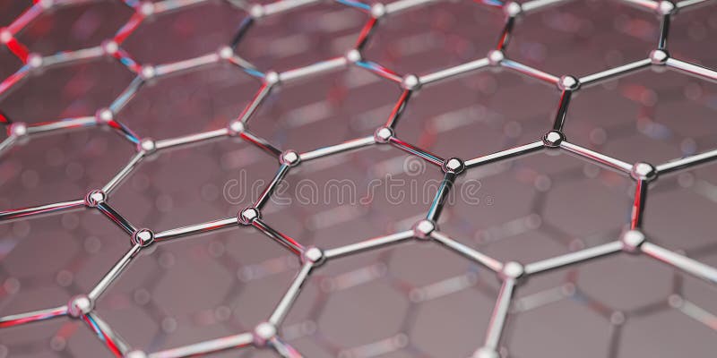Graphene Molecular Nano Technology Structure on a Red Background - 3d ...