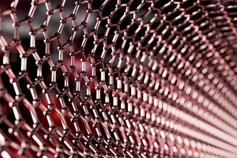 Graphene Molecular Nano Technology Structure on a Red Background - 3d ...