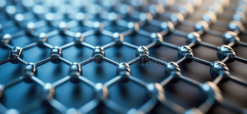Graphene Structure Close-Up, Hexagonal Lattice, Metallic Atoms, High ...