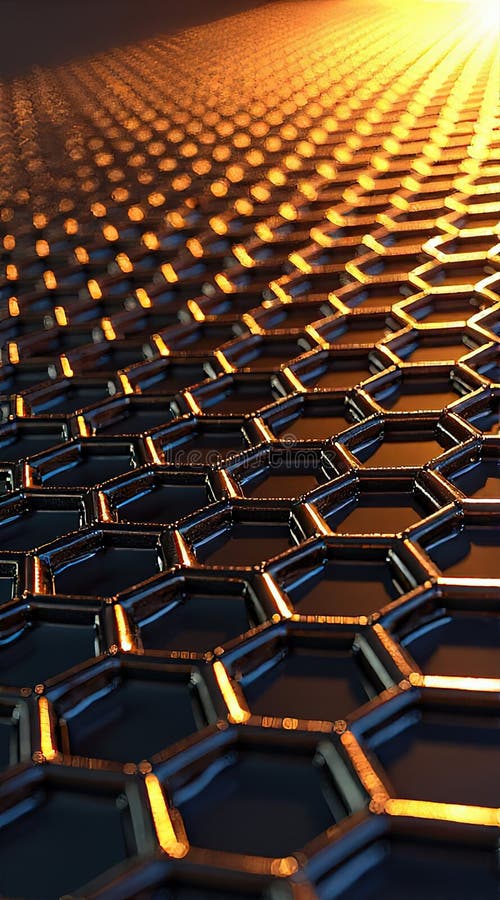 Graphene Structure with Golden Light Stock Illustration - Illustration ...