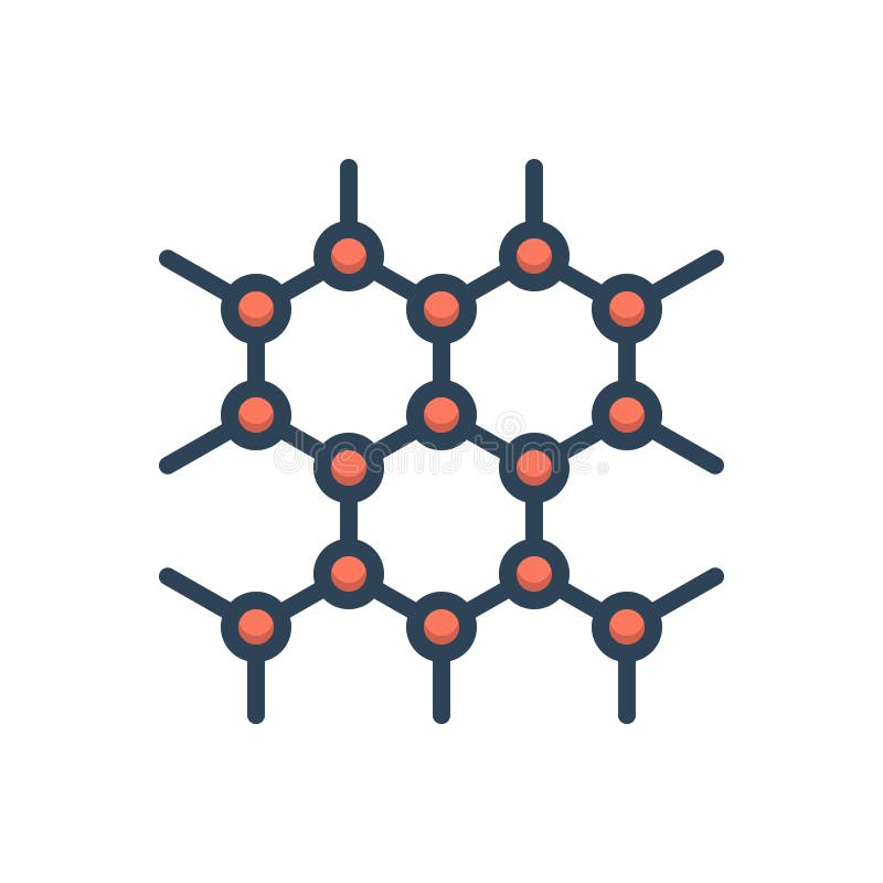 Color Illustration Icon for Graphene Technology, Hexagon and Grid Stock ...