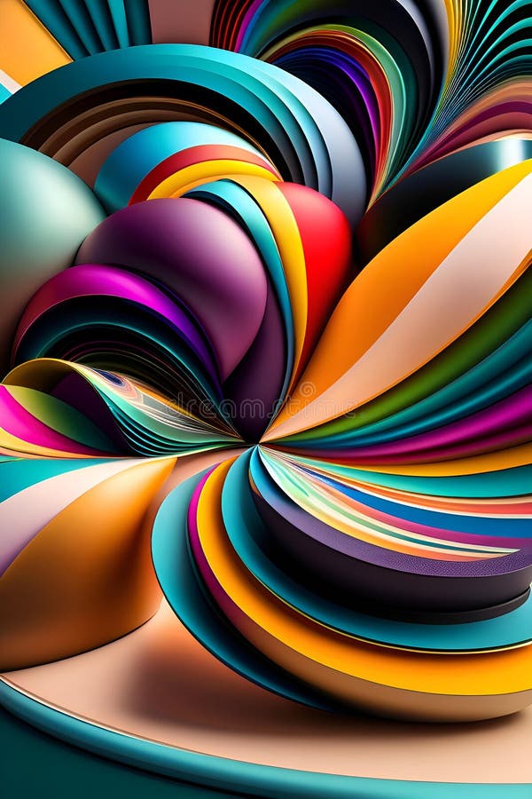 Graphic Abstract Color Background with Volumetric Colorful Objects on a ...