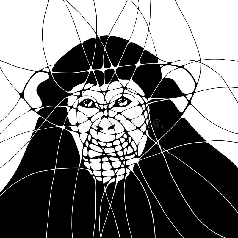 Graphic Abstract Illustration with Monkey Stock Vector - Illustration ...