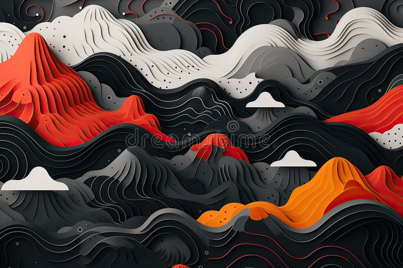Graphic Abstraction Using Volcanic Motifs Stock Illustration ...